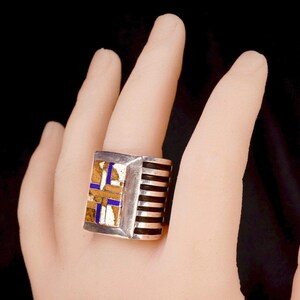 Abraham Begay Navajo Lapis Lazuli & Agate Sterling Silver Ring ...