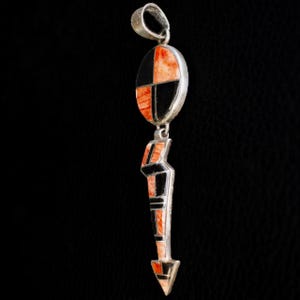 Vintage Navajo Lightning Bolt Sterling Silver Inlay Pendant ...