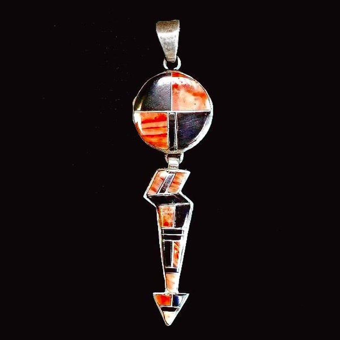 Navajo Sterling Silver Lightning Bolt Inlay Pendant by Tammy Nelson ...