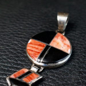 Vintage Navajo Lightning Bolt Sterling Silver Inlay Pendant ...
