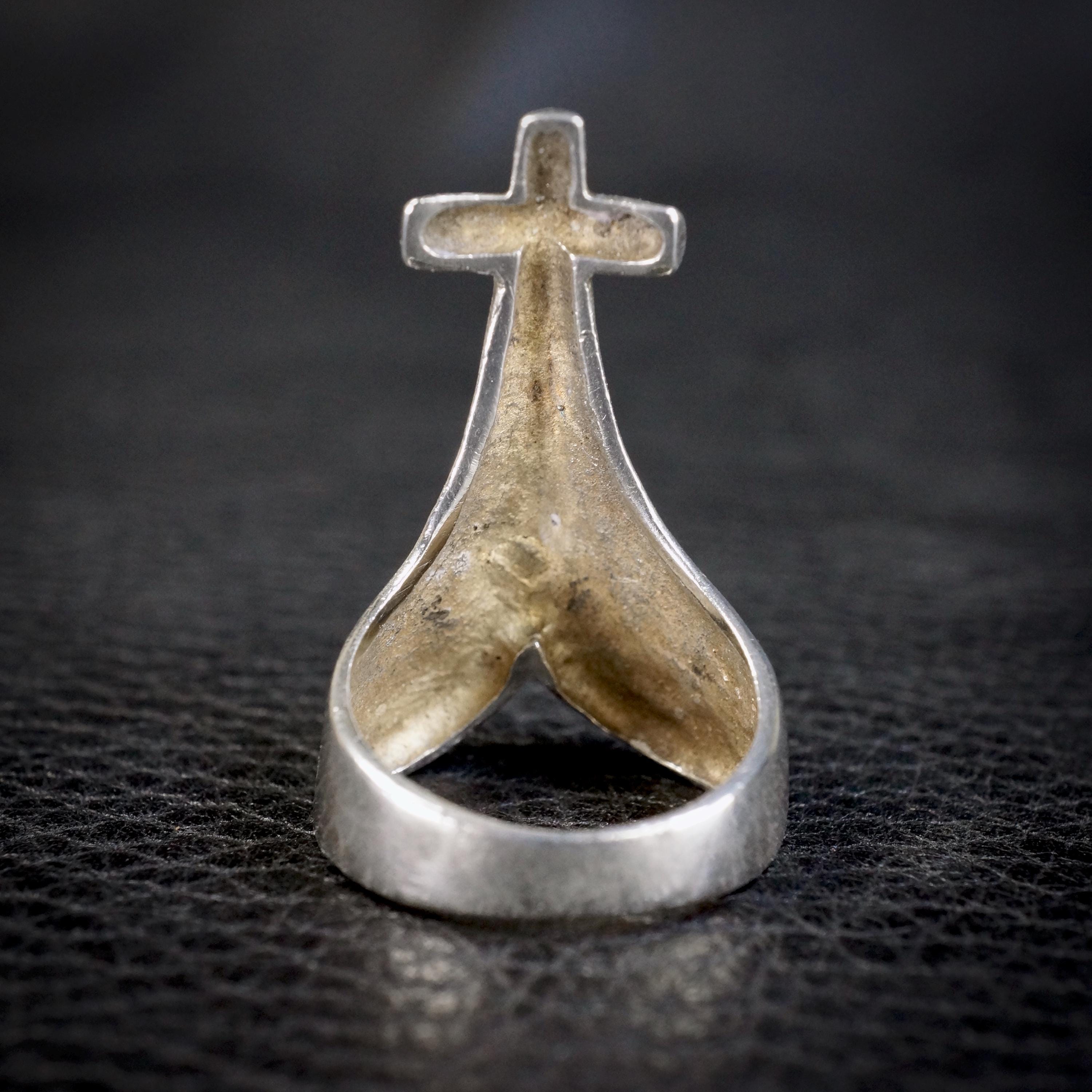 Vintage Gothic Sterling Silver Cross Ring - Handcrafted Spiritual ...
