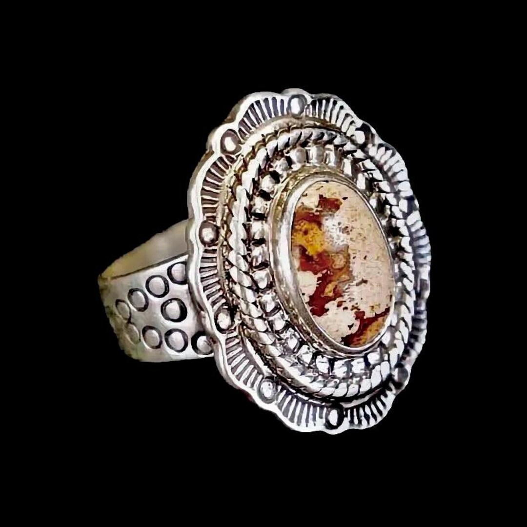 Vintage Western Cowboy Style Jasper Sterling Silver Ring by Old ...