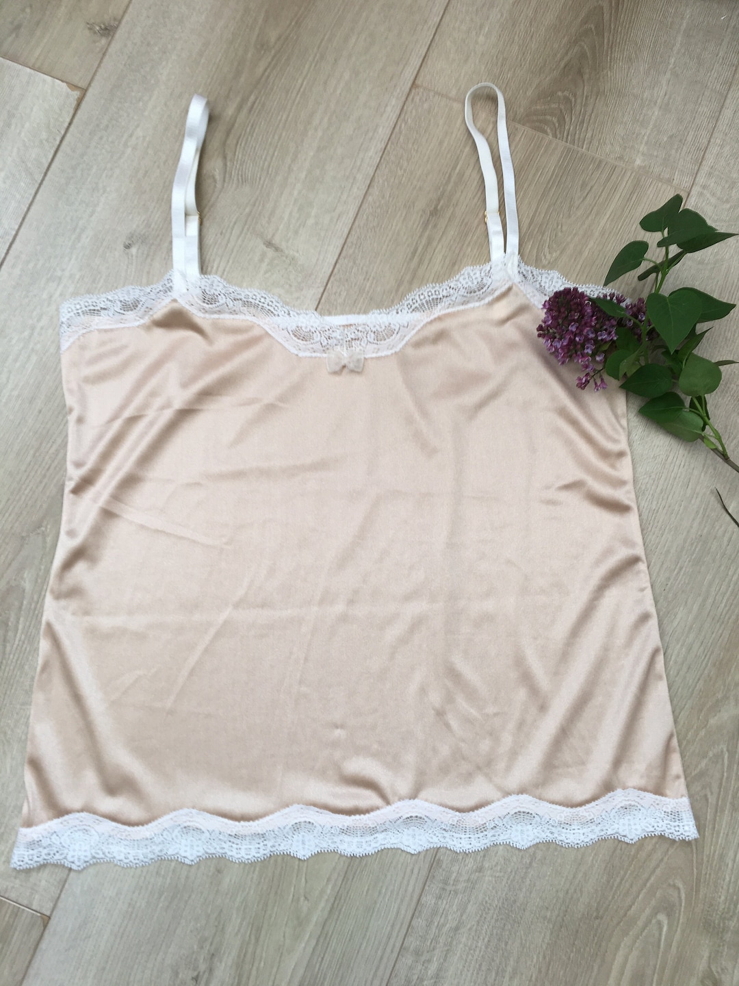 Nude Polyamide Tank Top With Thin Adjustable Straps - Women's Camisole ...