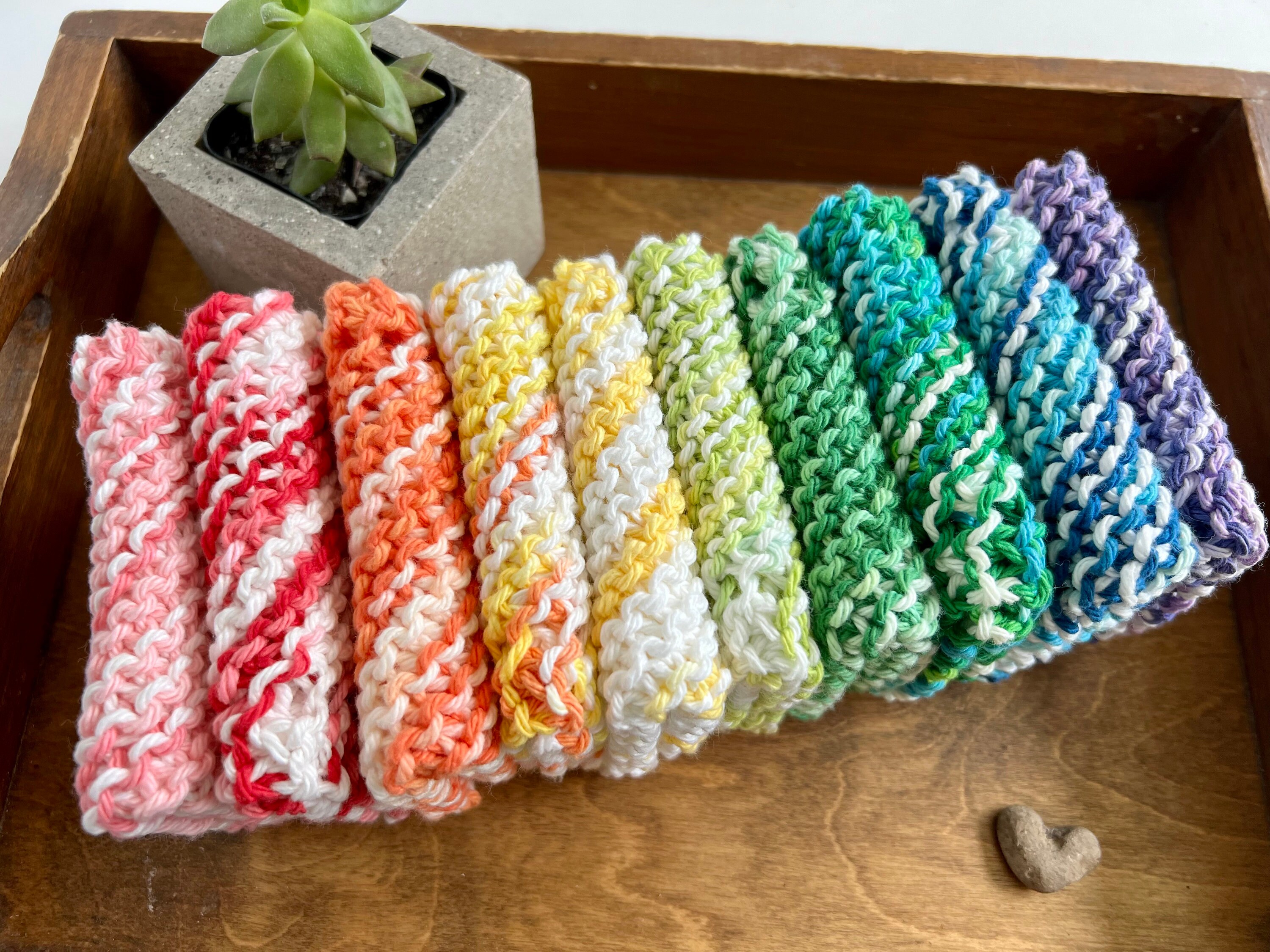 Cotton Dishcloth Kitchen Rag Cleaning Cloth Rainbow Fiber Art - Etsy