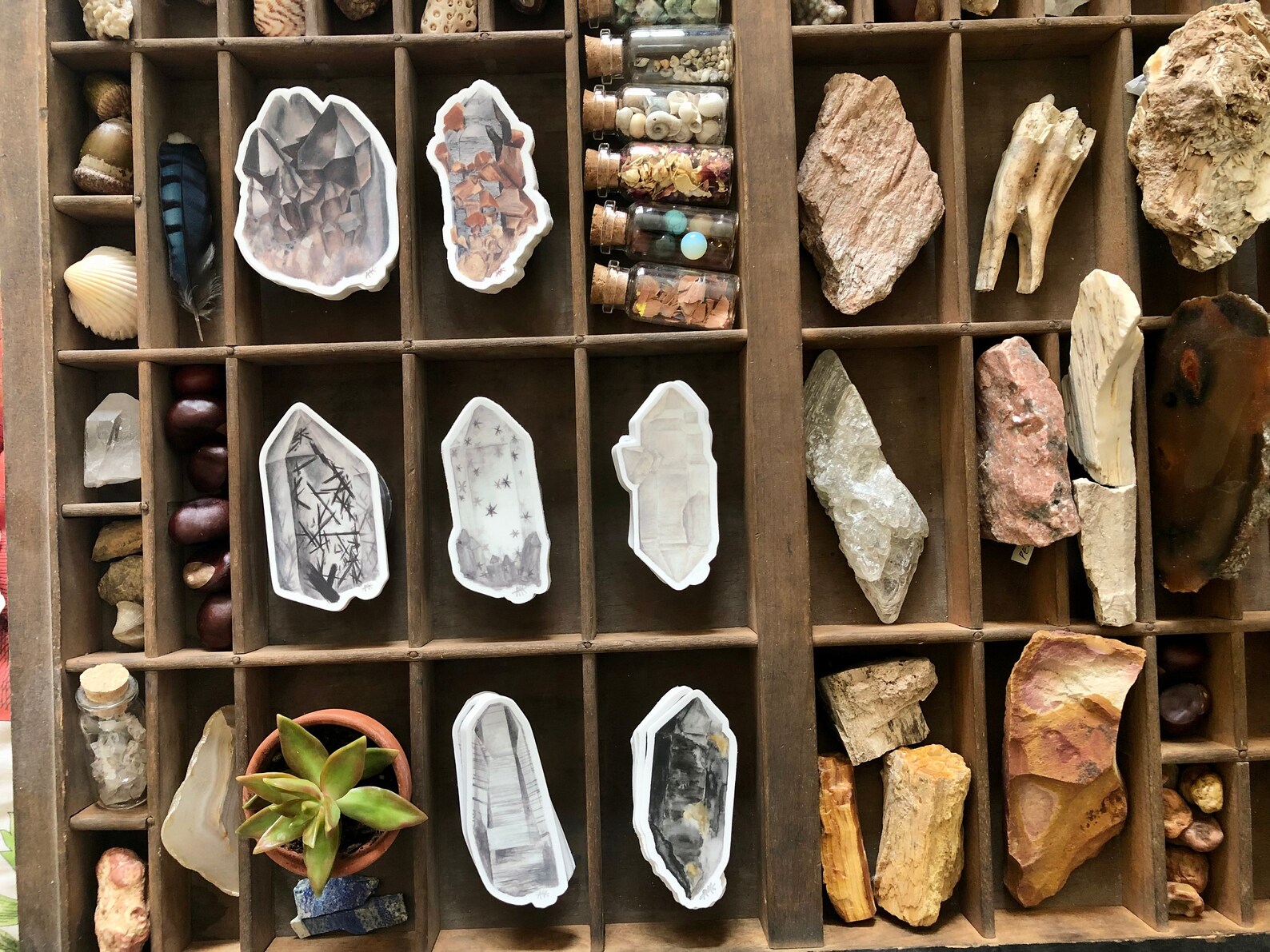 Neutral Quartz Crystal Rock Art Decals Mineral Sticker Set - Etsy