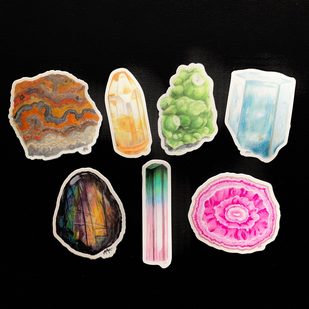 Crystal Sticker Pack March Birthstone Gift | Tourmaline Crystal ...