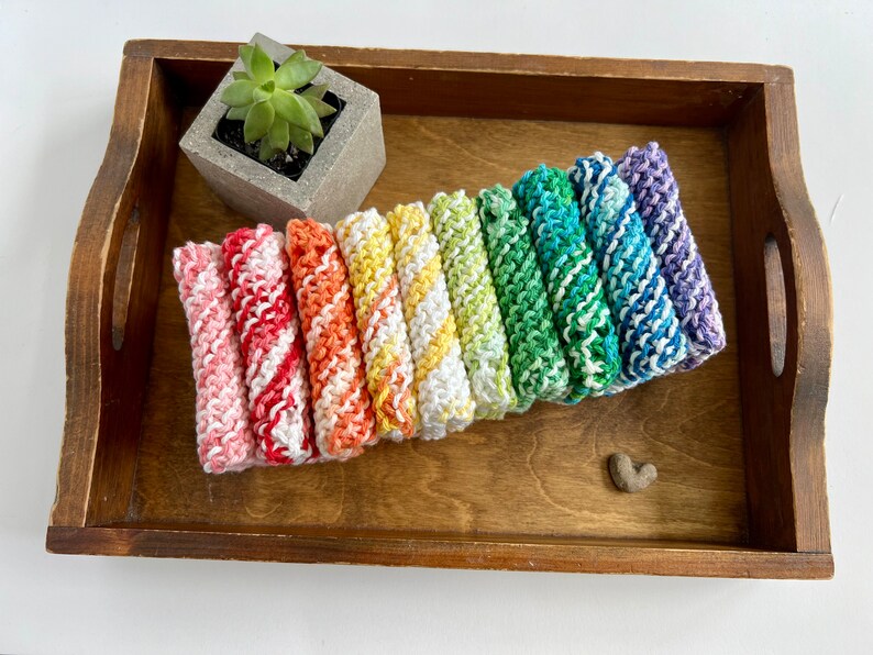 Cotton Dishcloth Kitchen Rag Cleaning Cloth Rainbow Fiber Art - Etsy