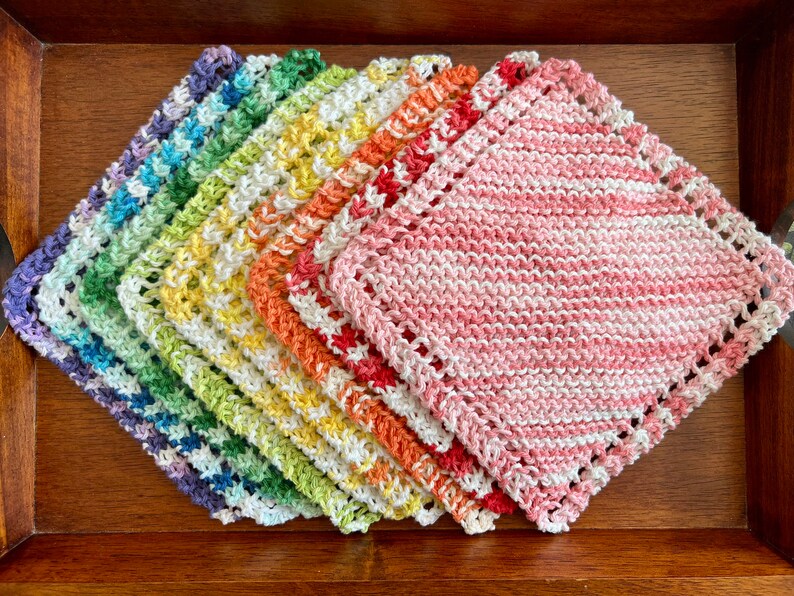 Cotton Dishcloth Kitchen Rag Cleaning Cloth Rainbow Fiber Art - Etsy