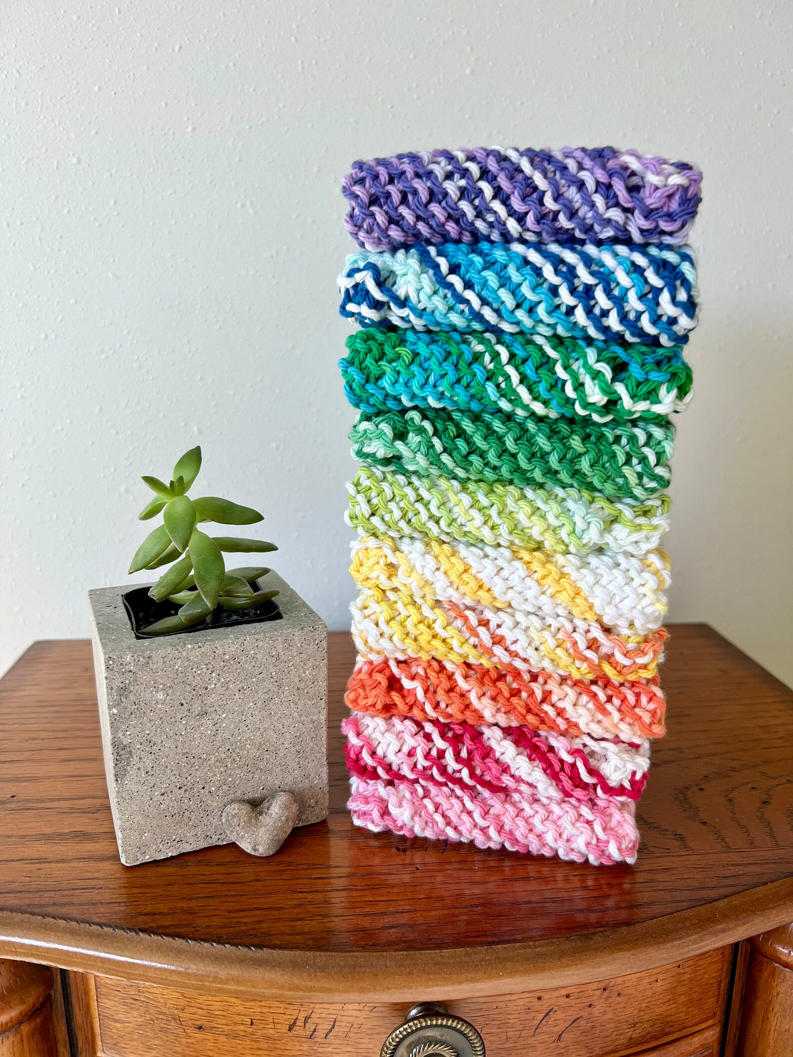 Cotton Dishcloth Kitchen Rag Cleaning Cloth Rainbow Fiber Art - Etsy