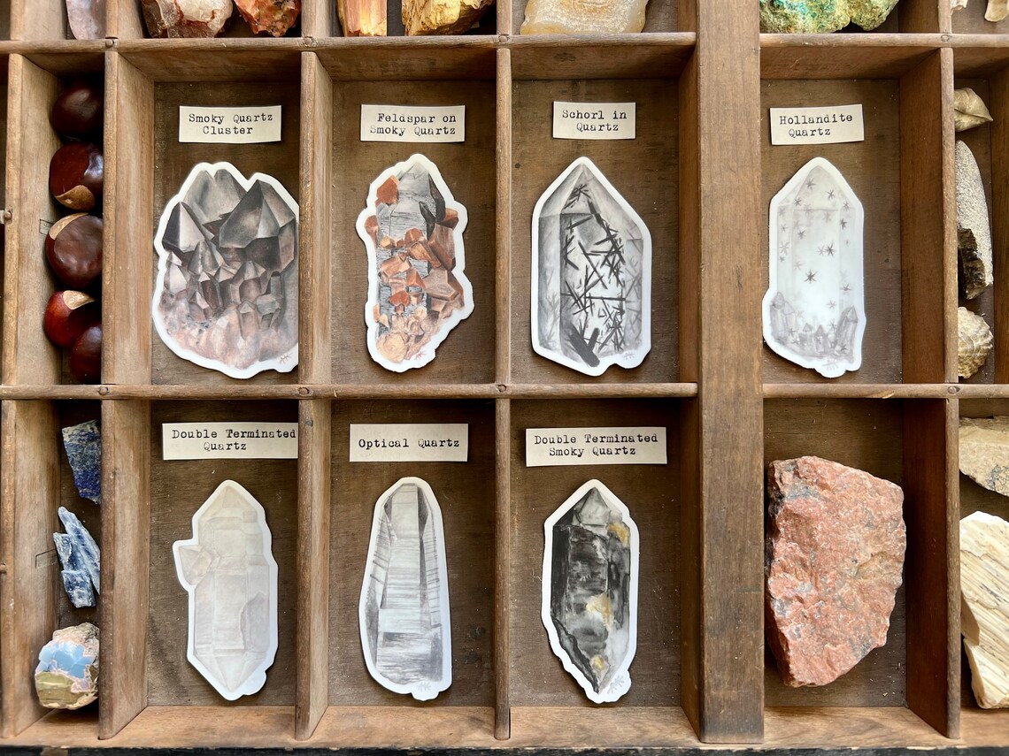 Neutral Quartz Crystal Rock Art Decals Mineral Sticker Set - Etsy