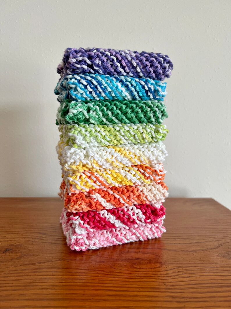 Cotton Dishcloth Kitchen Rag Cleaning Cloth Rainbow Fiber Art - Etsy
