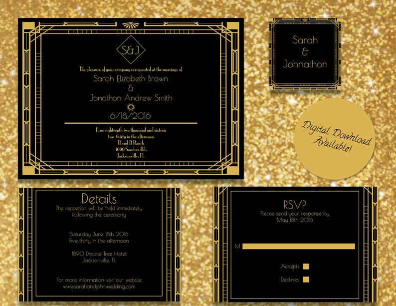 Great Gatsby Invitation Suite - Etsy