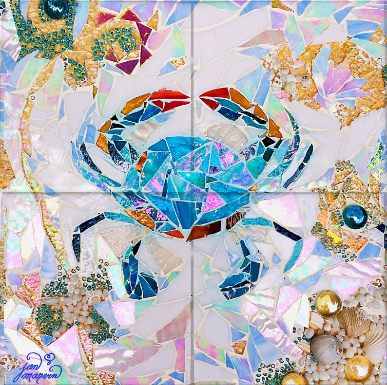 Blue Crab Mosaic Tile Mural, High Quality (won't Fade), Indoor or ...