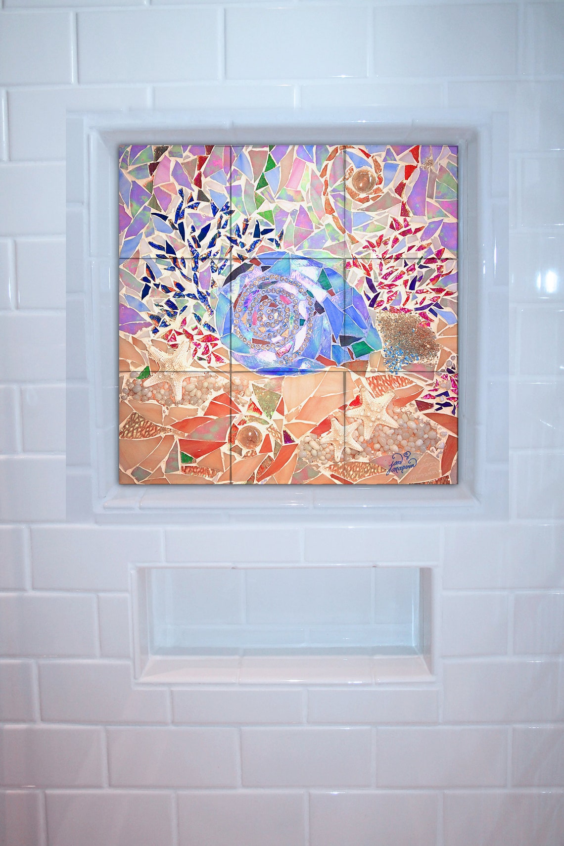 Seashell and Coral Mosaic Tile Mural High Quality won't | Etsy