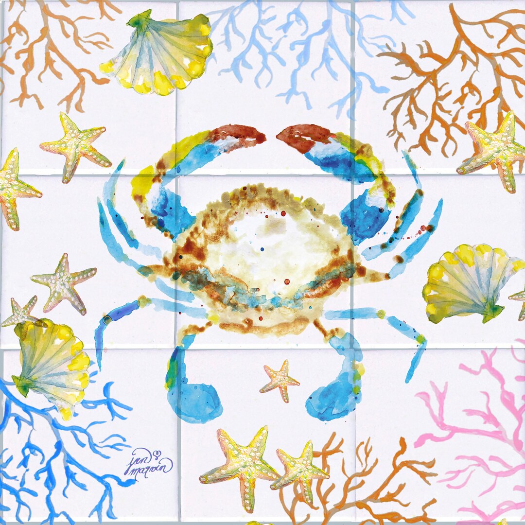Sea Life Crab Tile Mural, High Quality (will Not Fade), Indoor or ...