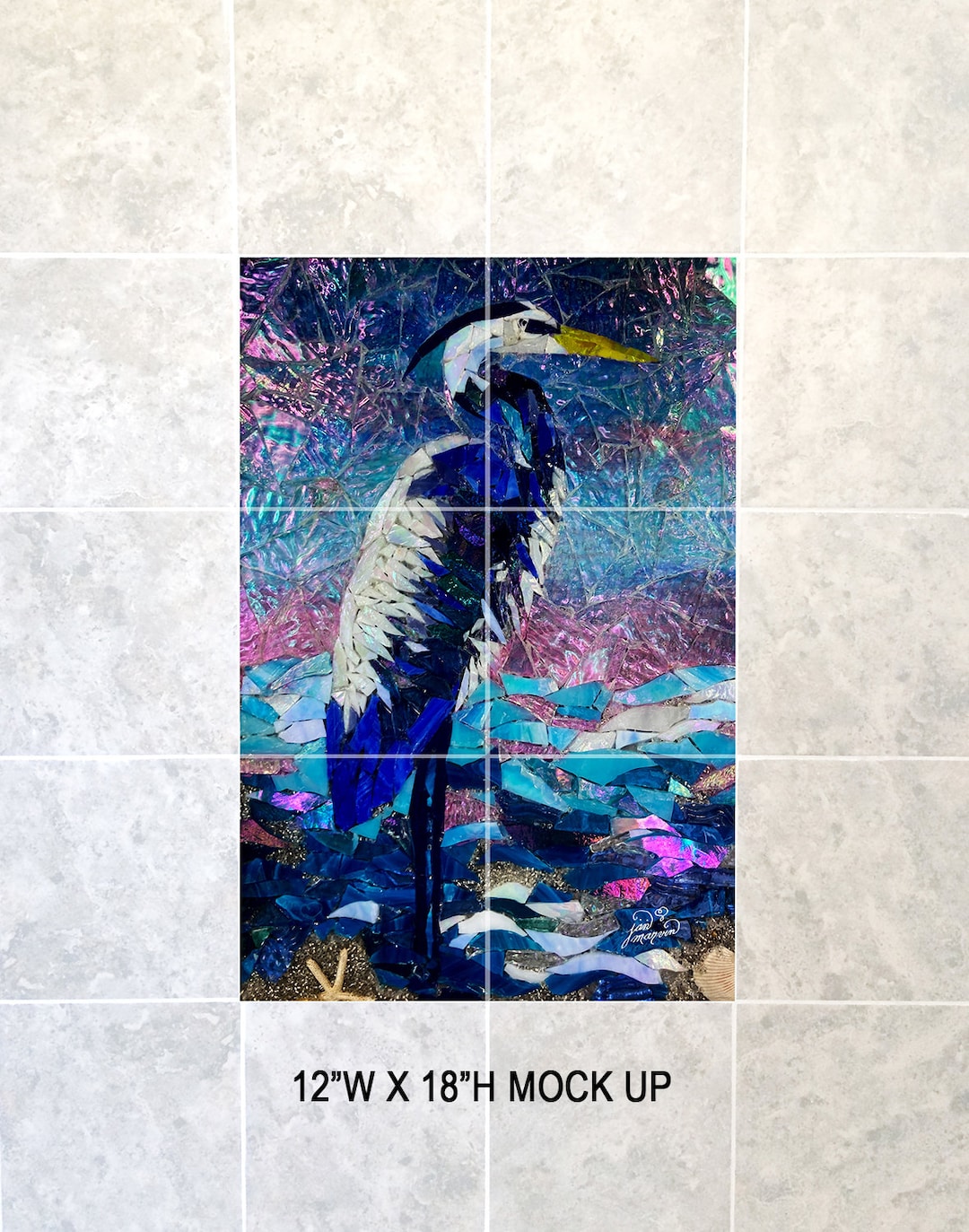 Great Blue Heron Tile Mural Mosaic High Quality won't - Etsy