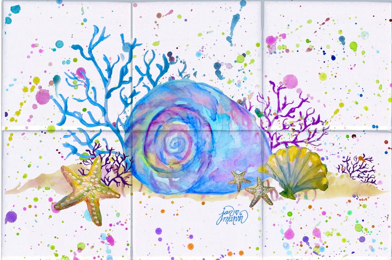 Shell and Coral Tile Mural, High Quality (will Not Fade), Indoor or ...