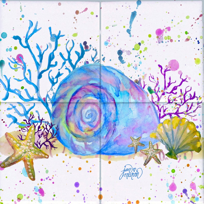 Shell and Coral Tile Mural, High Quality (will Not Fade), Indoor or ...