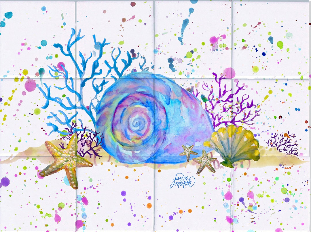 Shell and Coral Tile Mural, High Quality (will Not Fade), Indoor or ...