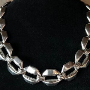 HEAVY TAXCO Sterling Silver Vintage Mexican Modernist Link Necklace 88. ...
