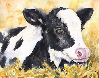 Calf painting | Etsy
