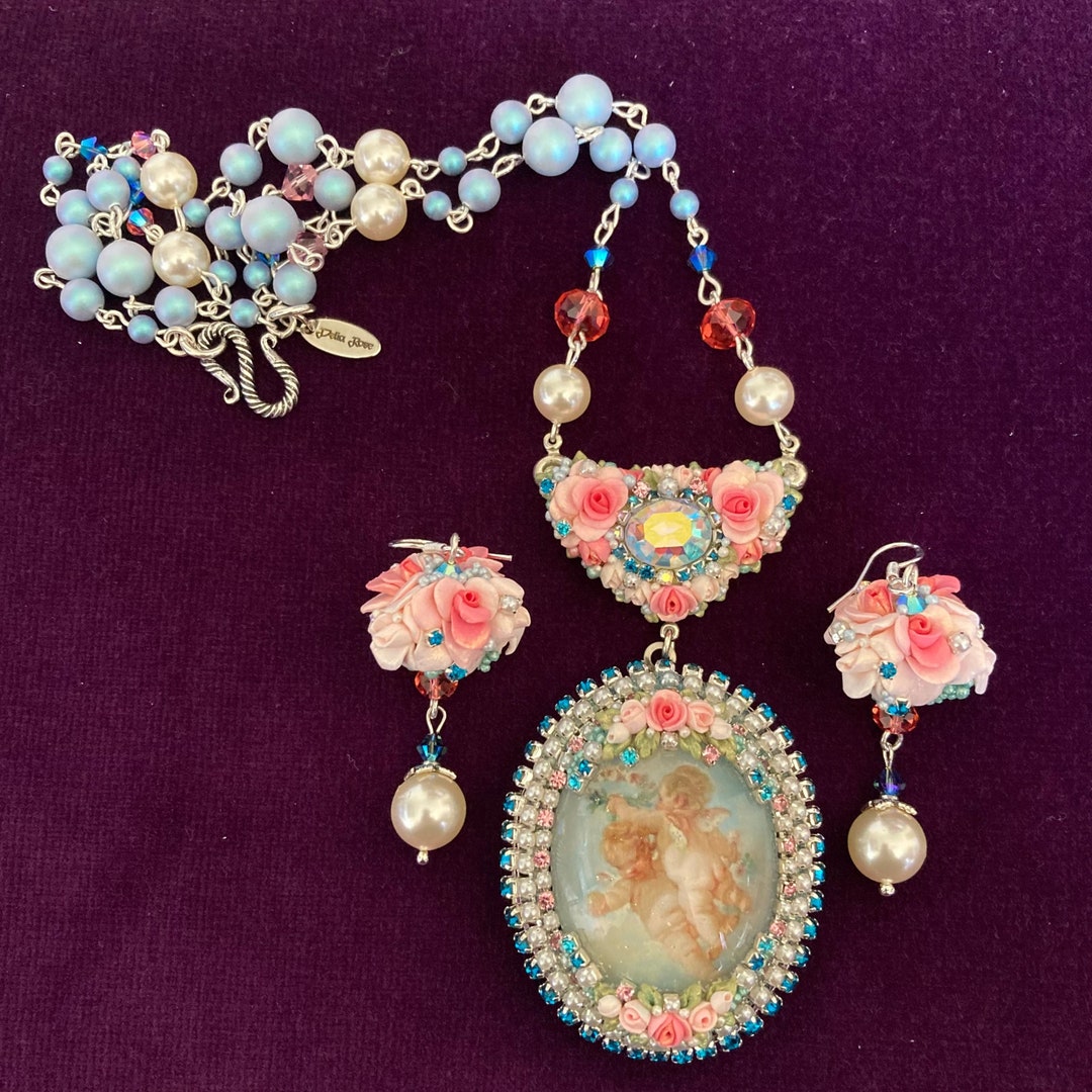 Rococo Cherubs Locket and Drop Earrings Set, Putti Detail From Venus on ...