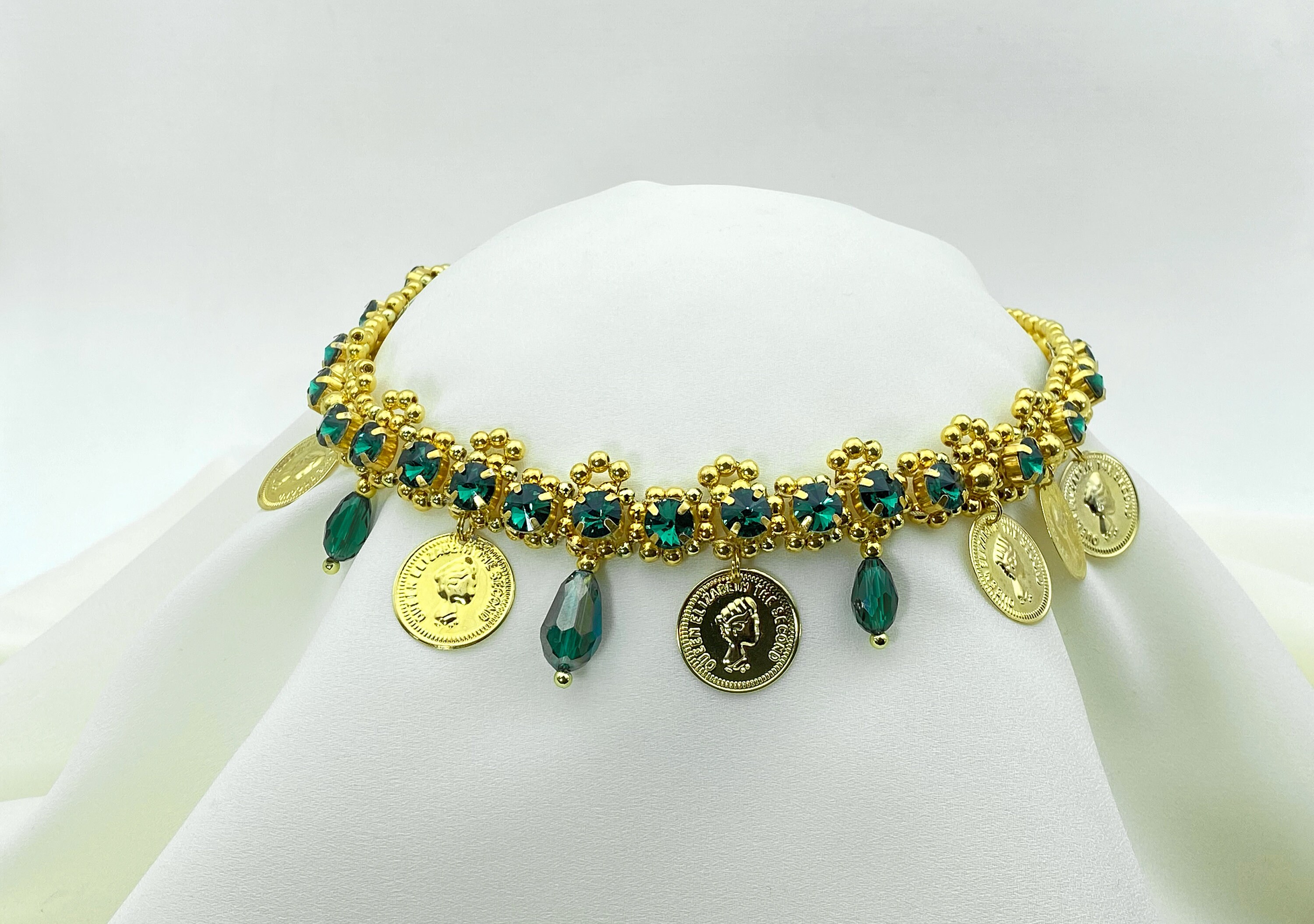 Gipsy Forehead Tiara for Esmeralda Emerald Green Gold Monist - Etsy