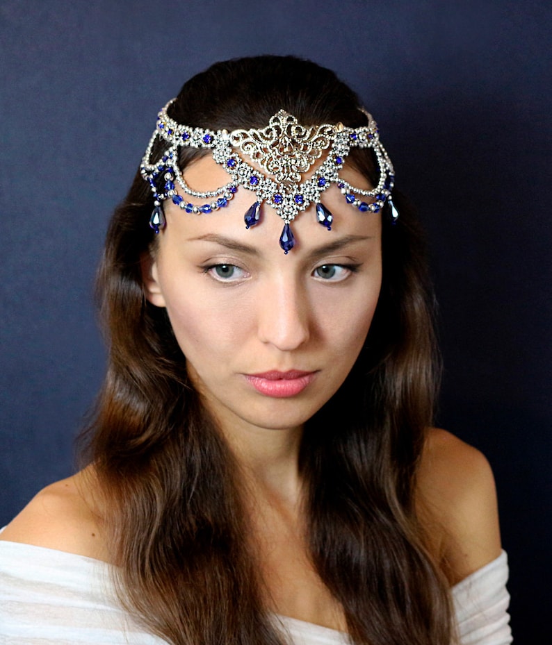 Royal Blue Headpiece Ballet Dancer Filigree Silver Jewelry - Etsy
