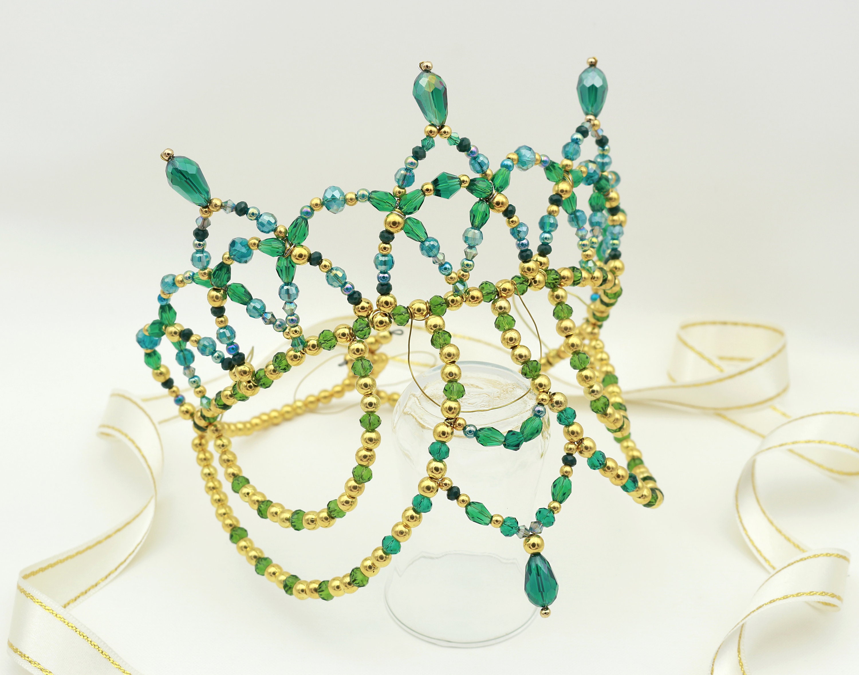 Ballerina Crown, Diadema for Performance, Red Crystals Gold Headpiece ...
