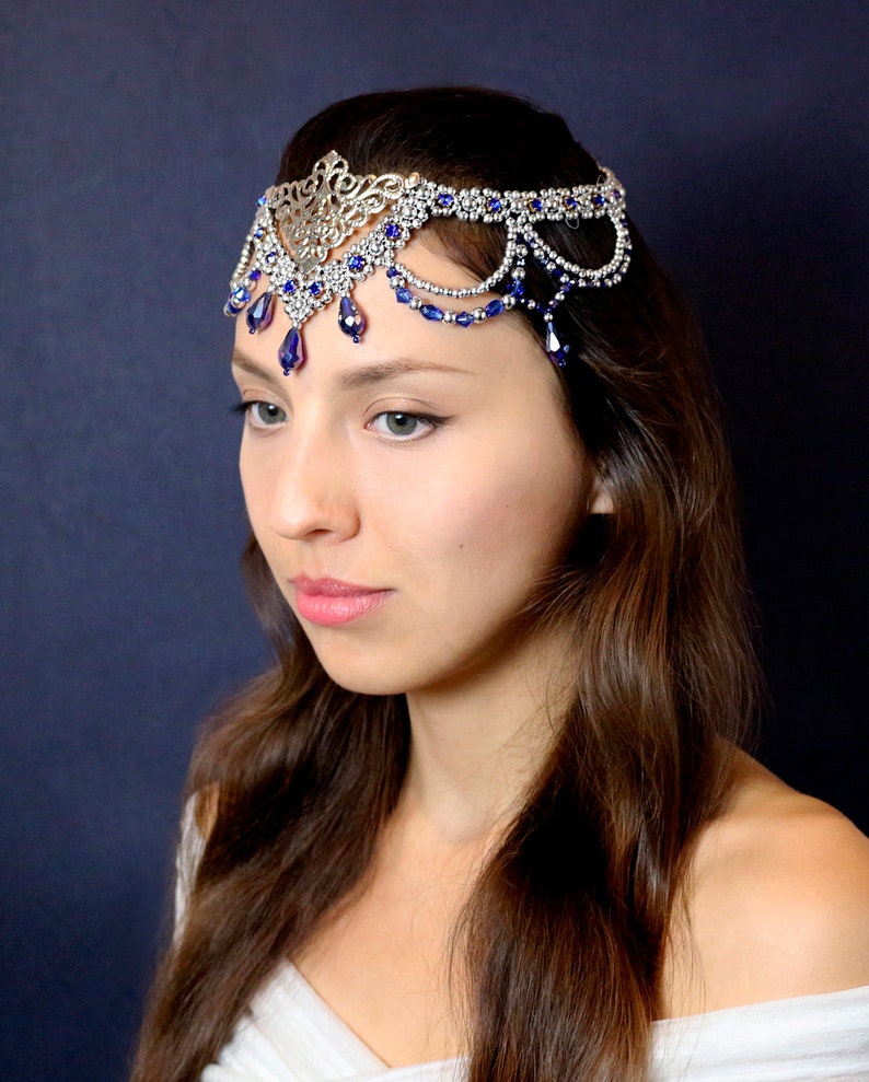 Royal Blue Headpiece Ballet Dancer Filigree Silver Jewelry - Etsy
