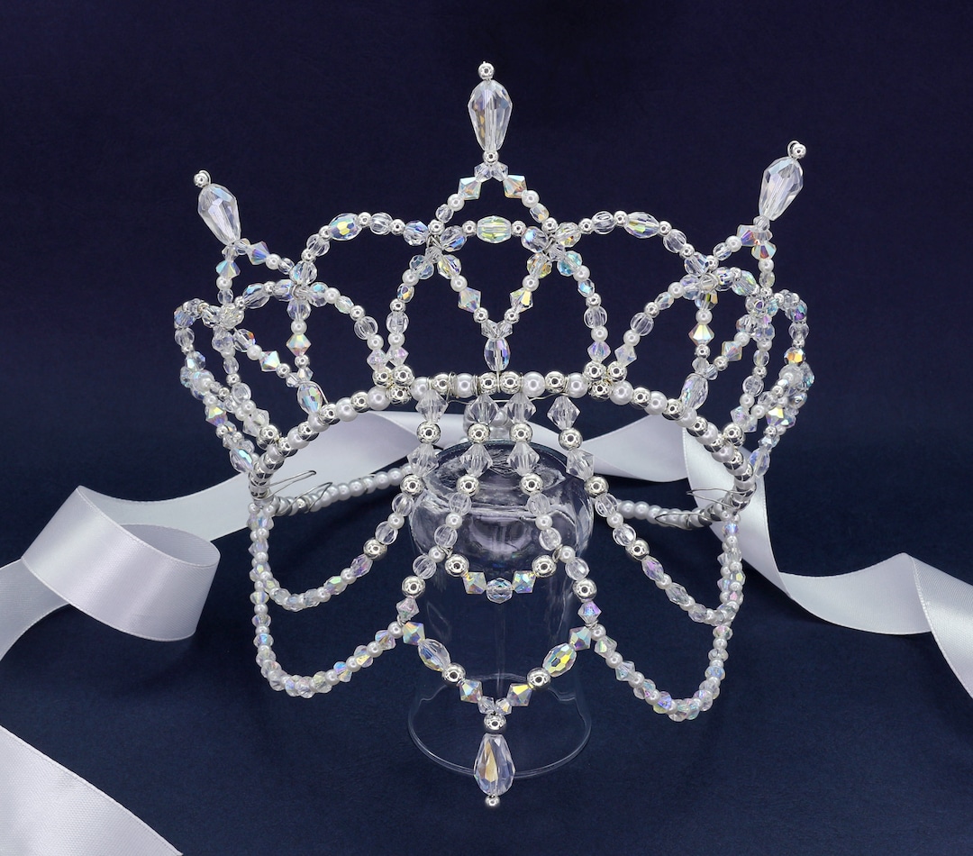 White Crystal Crown for Ballet Variation Headpiece Jewelry Dancer Tiara ...