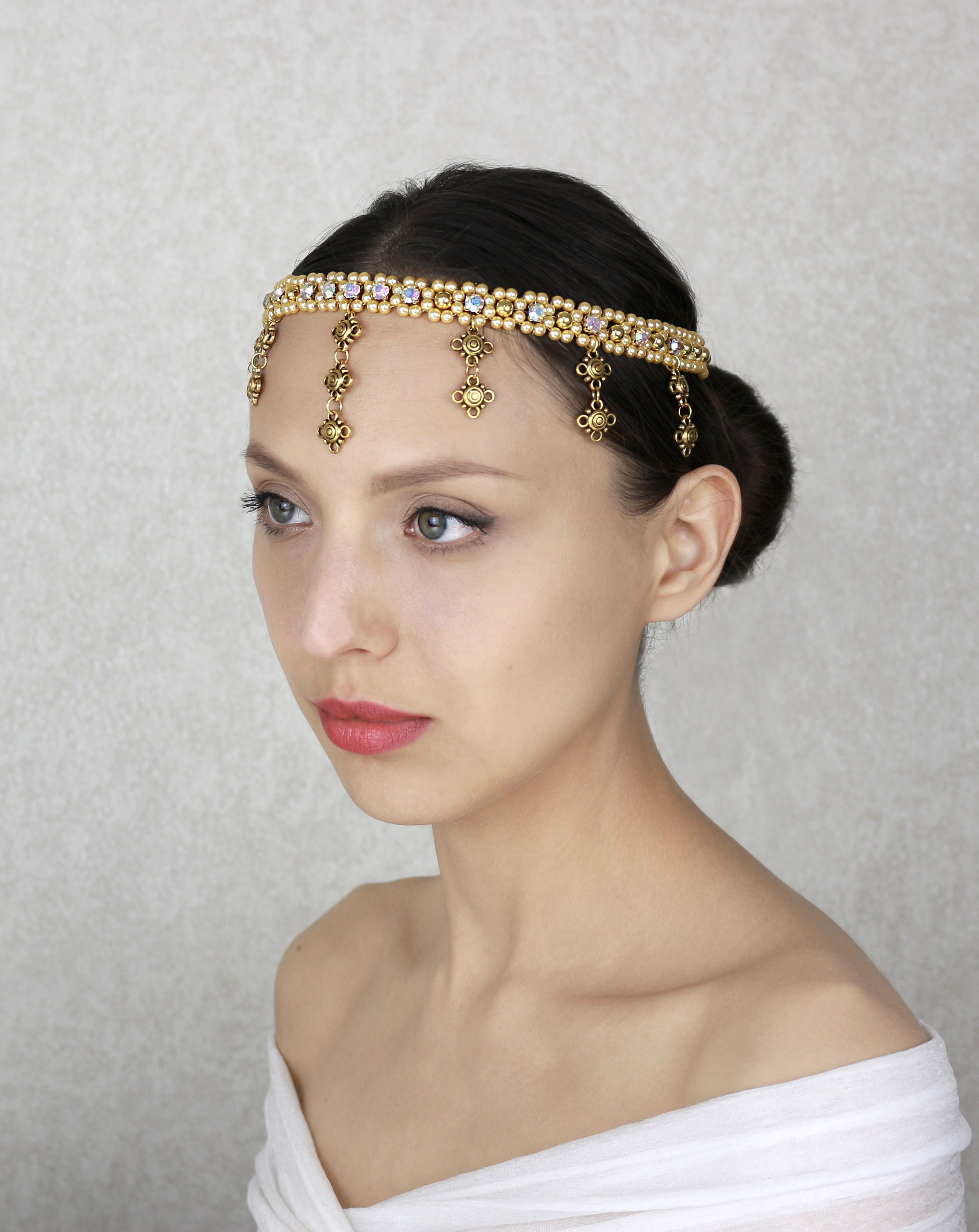 Headband for Ballerina, Forehead Gold Tiara, Hair Accessory for Performance, Ballet Dancer ...