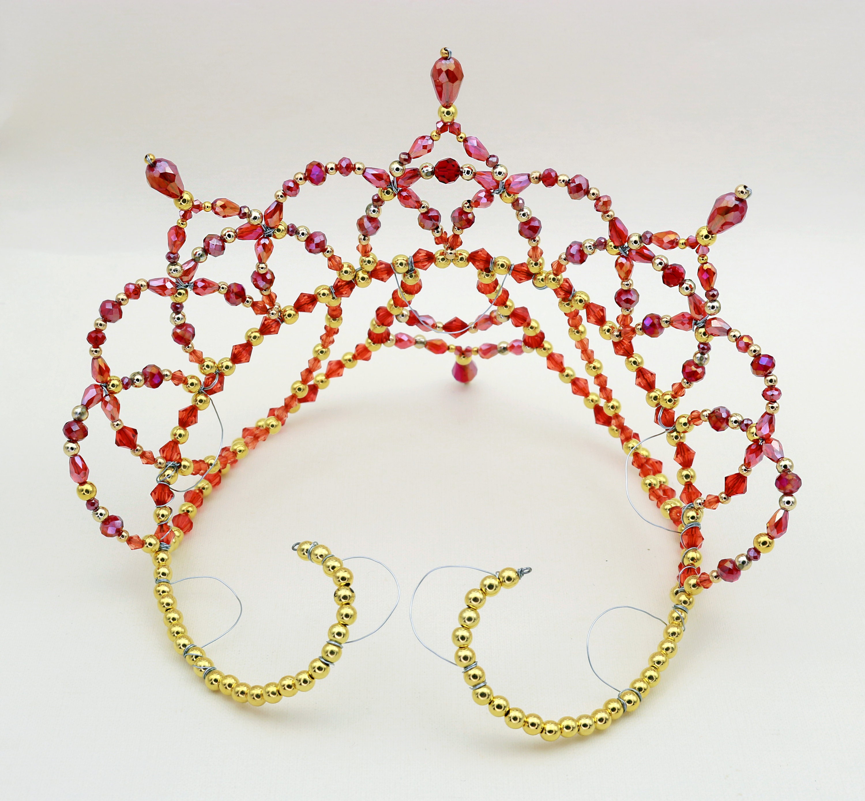 Ballerina Crown, Diadema for Performance, Red Crystals Gold Headpiece ...