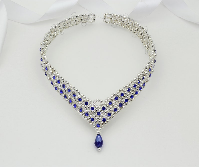 Royal Blue Headpiece Crystal Silver Tiara for Ballet - Etsy