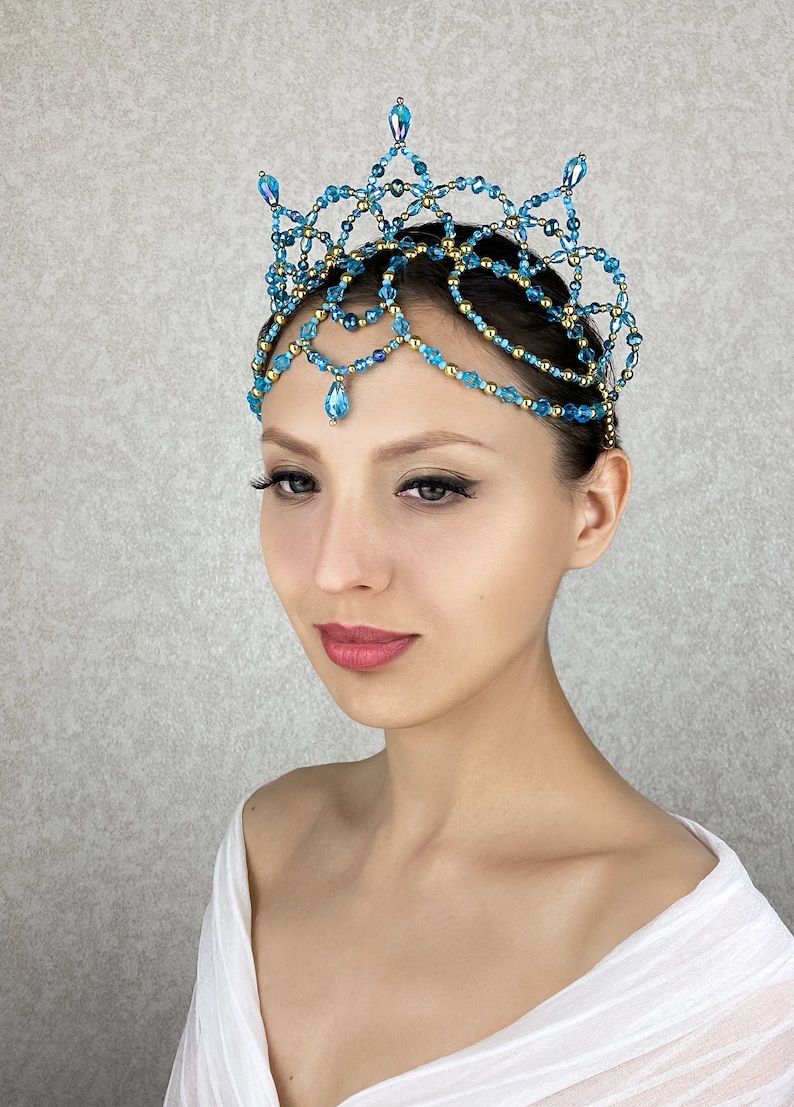 Ballerina Crown, Tiara Ballet, Diadema for Performance, Turquoise Blue ...