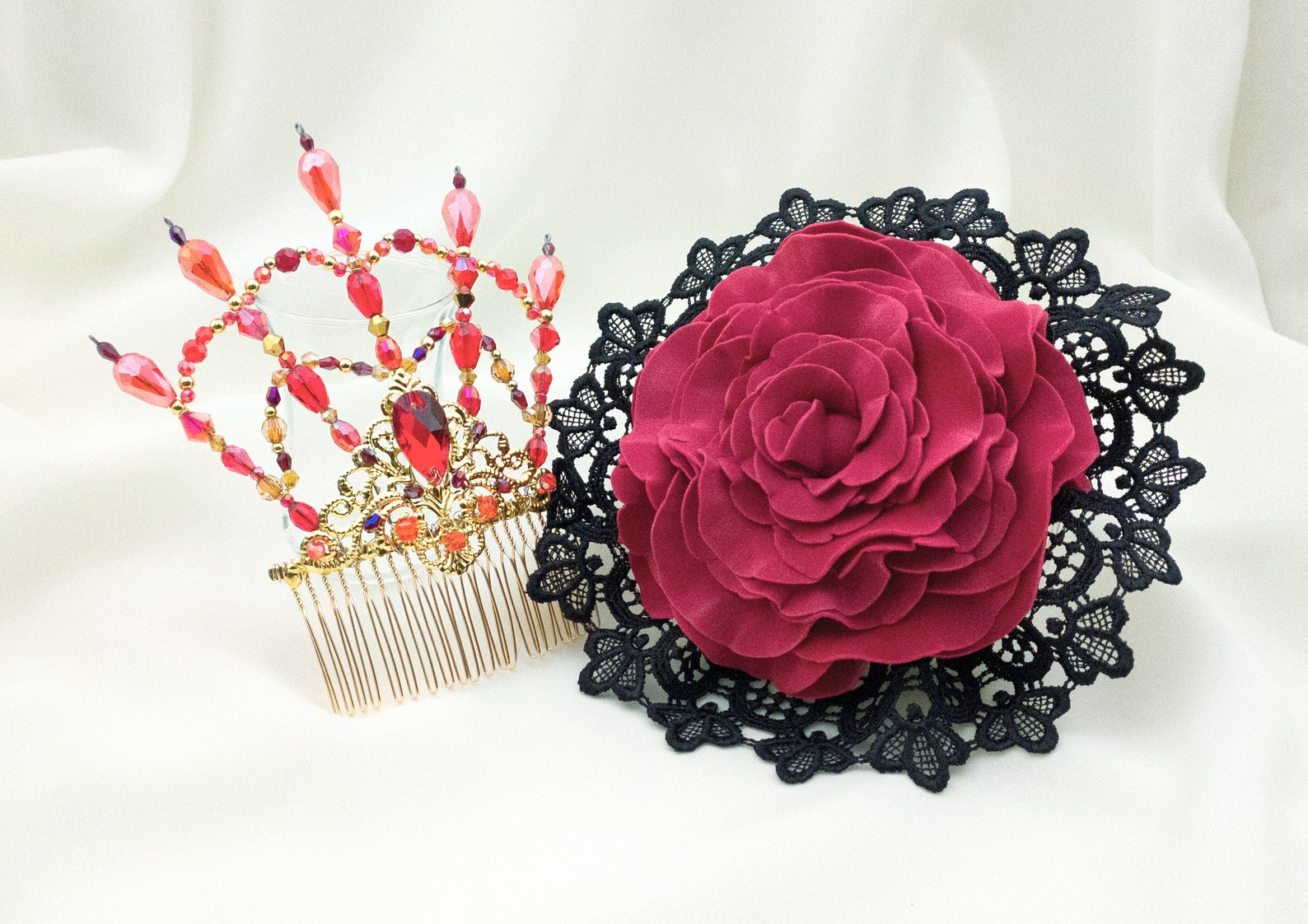 Carmen Ballet Maroon Rose for Spanish Dance, Lace Accessorie Paquita ...