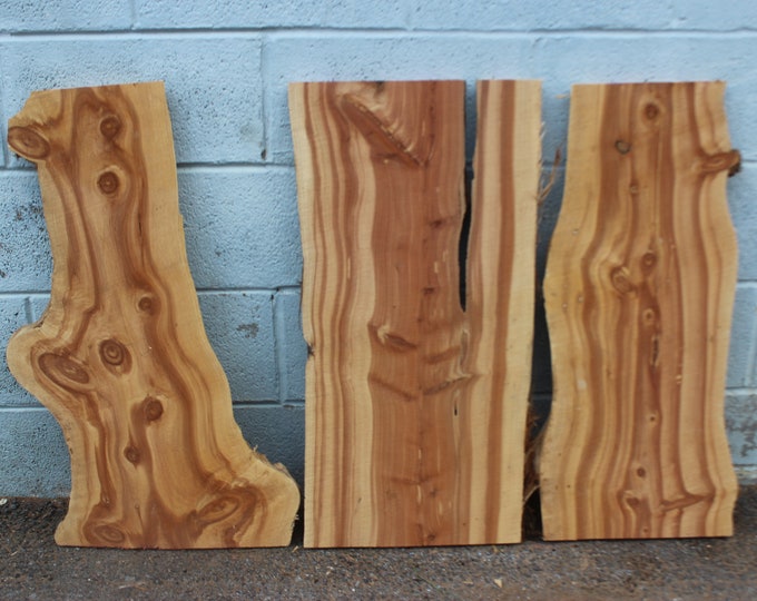 Three Unique Red Cedar Live Edge Slabs Raw Rustic 29 Inches - Etsy