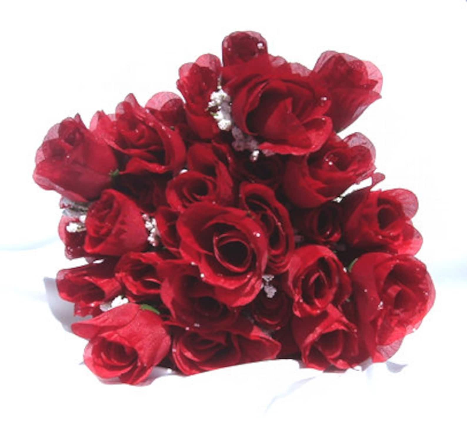 Red Silk Rose Flowers / Raindrops - Wedding Flowers- Bridal / Floral ...