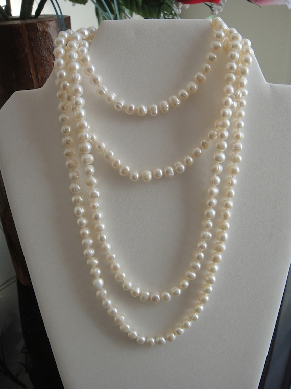 Genuine Fresh Water White color Pearl Necklace 62 inches | Etsy