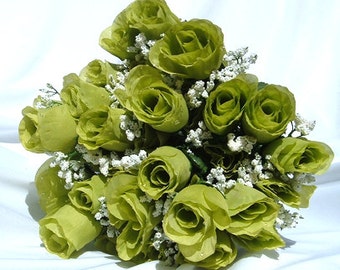 Green Silk Roses | Etsy