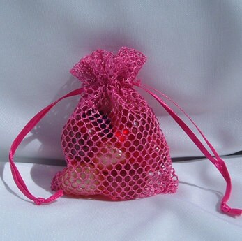 3x4 Mesh Fishnet Wedding Favor Gift Bags/jewelry Pouches - Hot Pink (10 ...