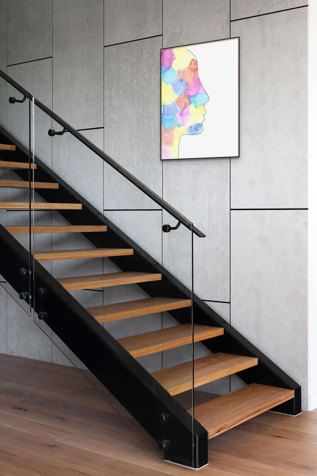 Modern Colorful Wall Art, Abstract Face Art, Profile Painting, Framed ...