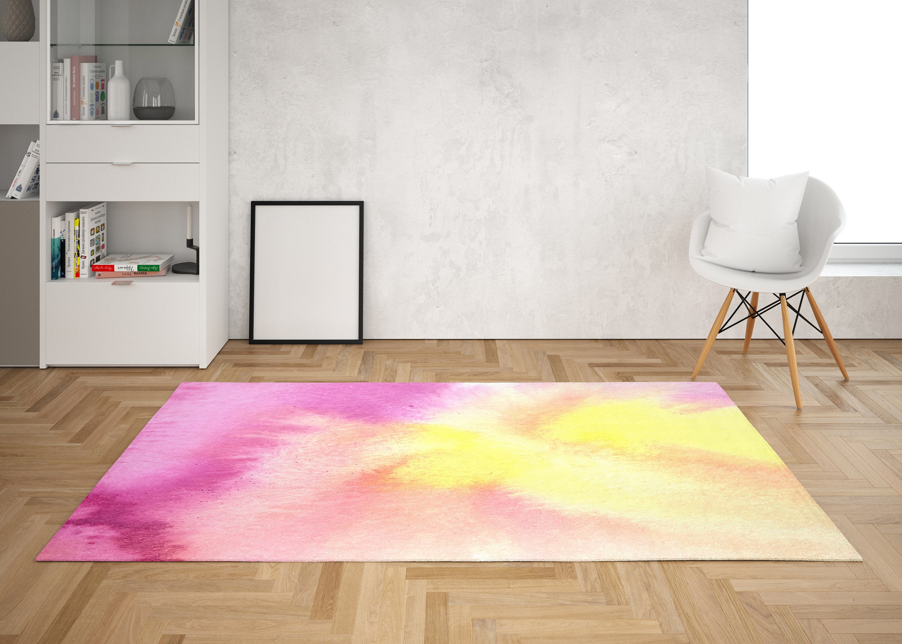 Pink Reqtangle Rug, Accent Area Rug, Livingroom Rug, Colorful Home ...