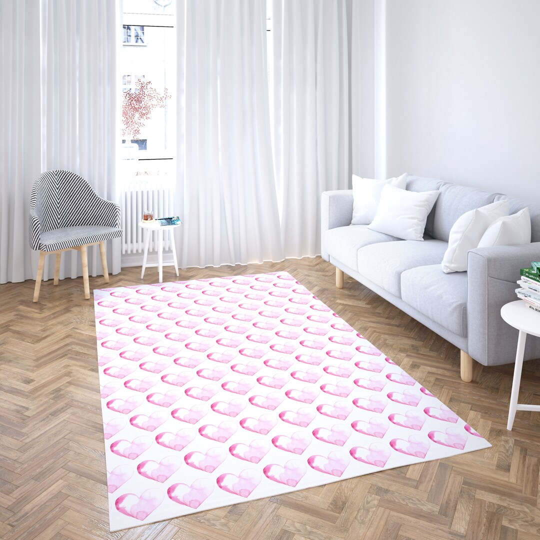 Hearts Area Rug, Colorful Home Decor,pink Heart Rug, Dorm Room Rug ...