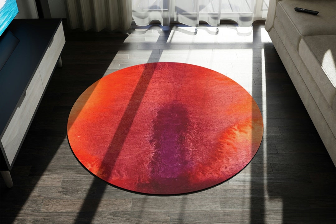 Colorful Round Rug, Contemporary Round Rug, Round Area Rug, Minimalist ...