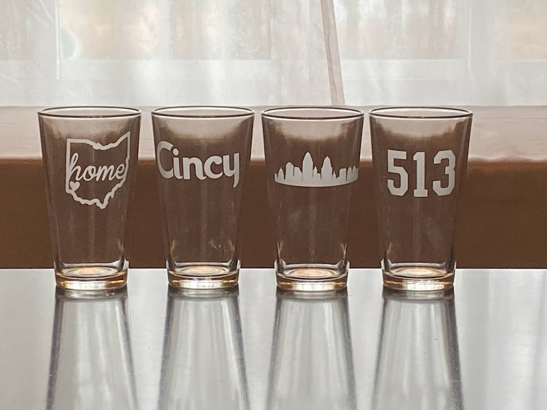 Cincinnati Glasses - 4 Cincinnati Pint Glasses - Cincinnati - OHIO ...