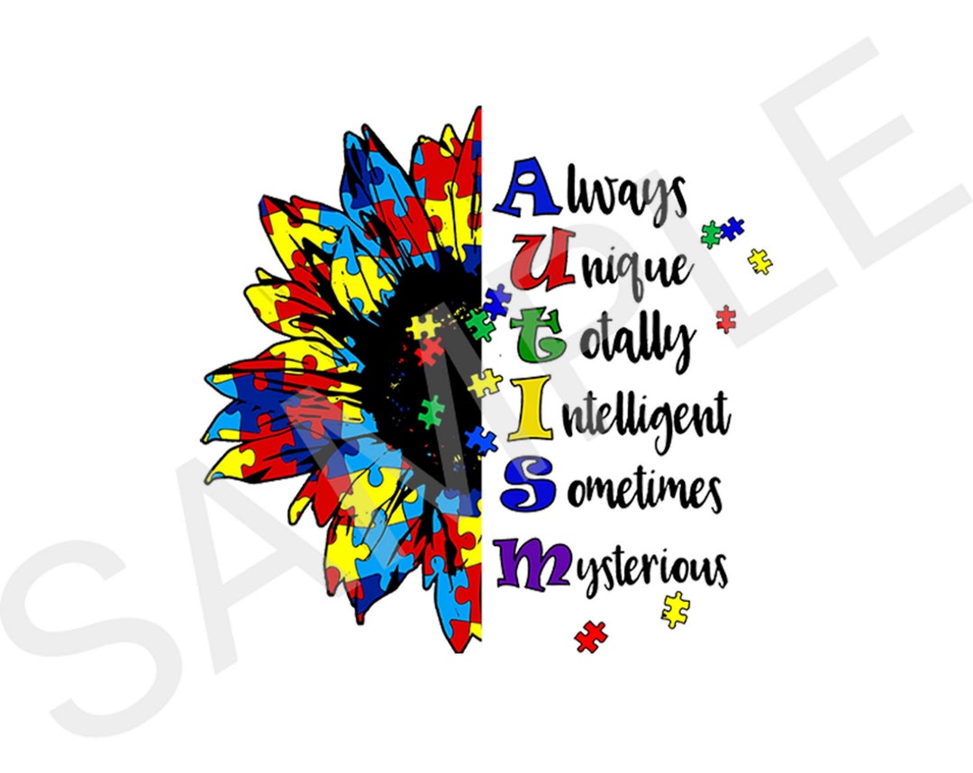 Autism Sunflower PNG, Autism Awareness, Autism Mom, Au-some Sublimation ...