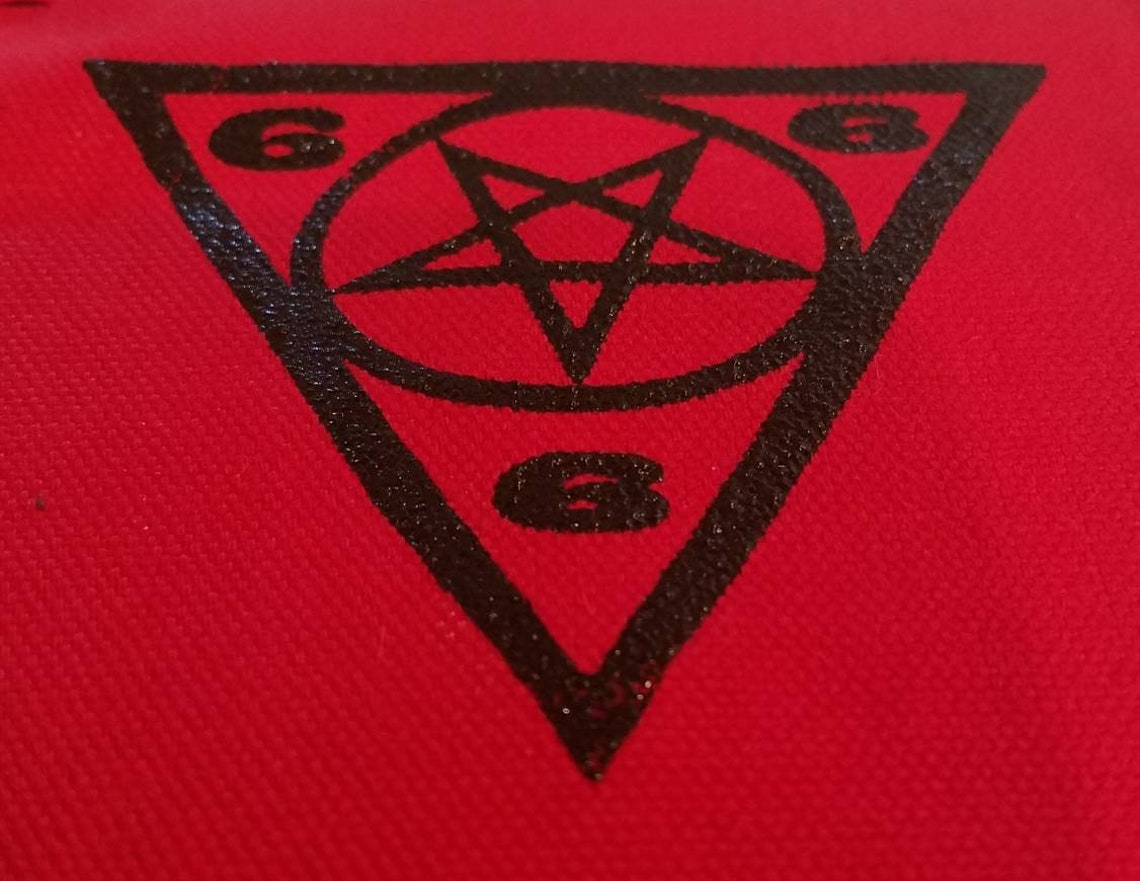 666 Satanism Patch triangle patch on canvas | Etsy
