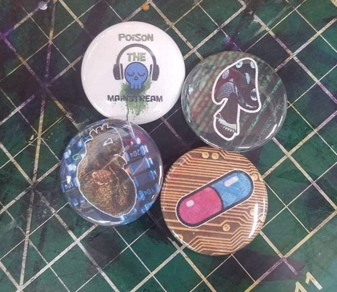 Tech EDM Cyberpunk Pins 4 Inch Futuristic Pin Back Buttons - Etsy