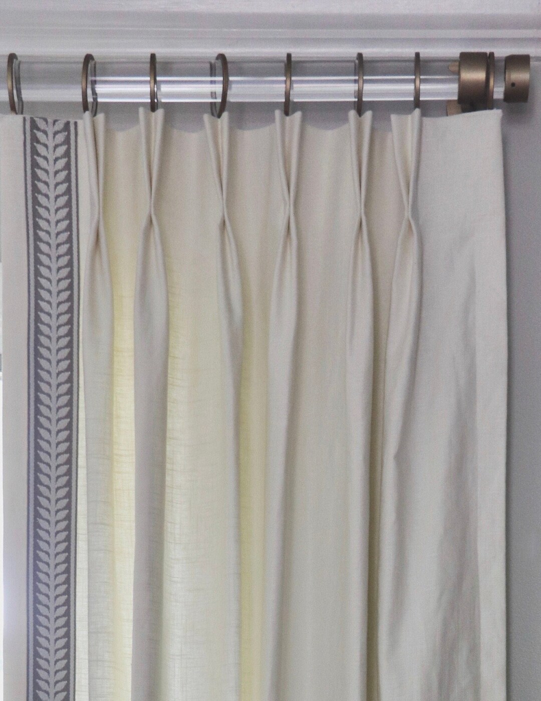 Floral Trim for Drapery Panels in petal Trim Custom Linen Drapes With ...